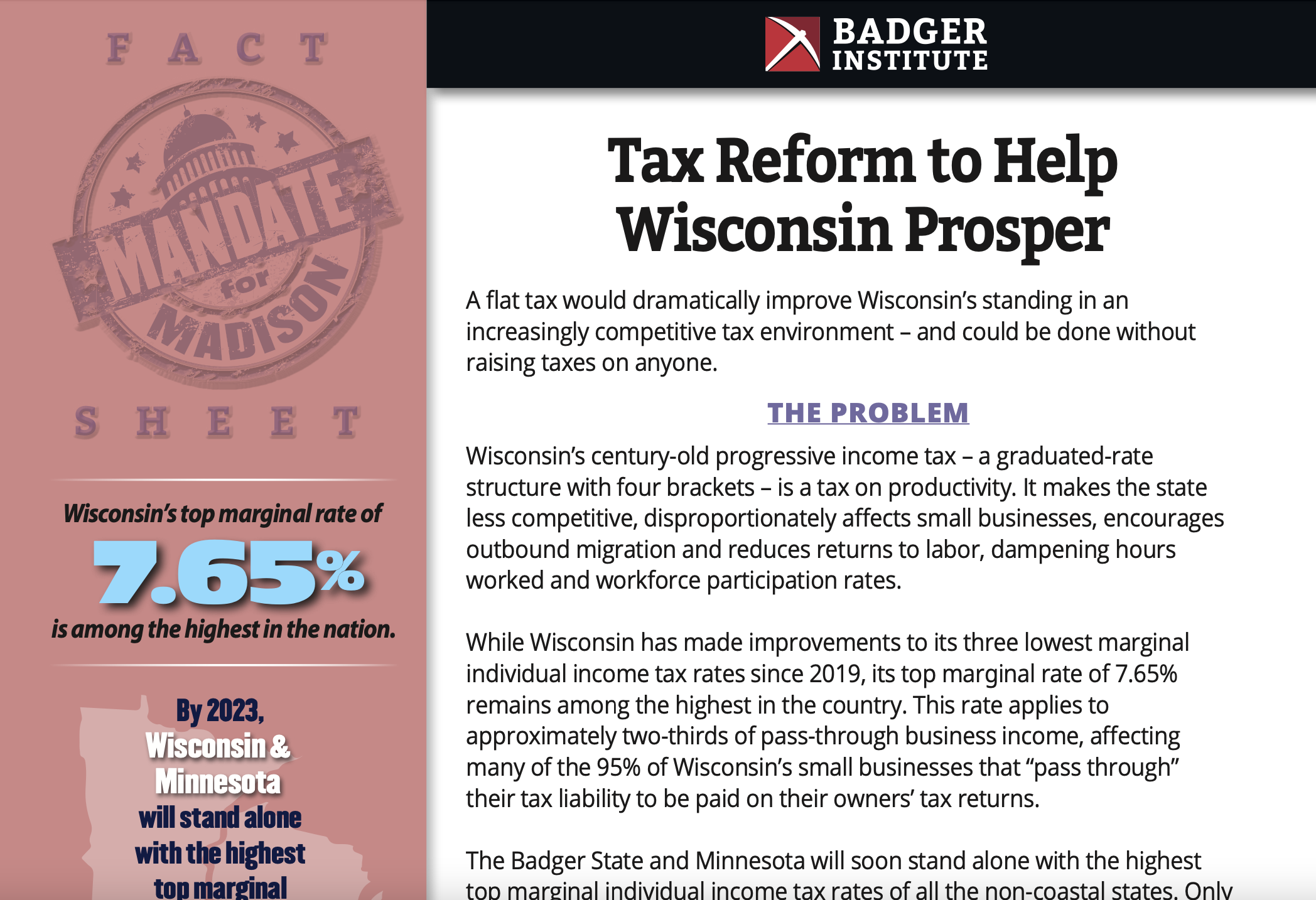 Tax Reform Fact Sheet - Badger Institute
