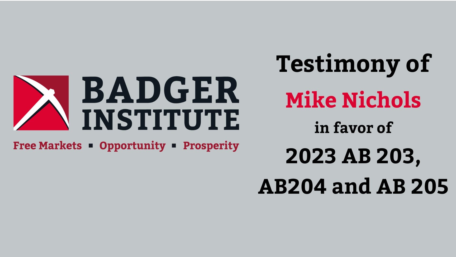 Mike Nichols 2023 Licensure Testimony - Badger Institute